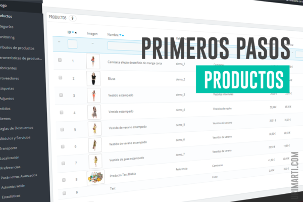 Productos - Primeros Pasos en Prestashop | Tutoriales Prestashop